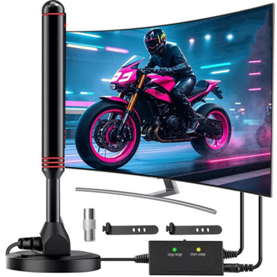 TV Aerial - Digital Indoor TV Aerial with Amplifier Signal Magnetic Base