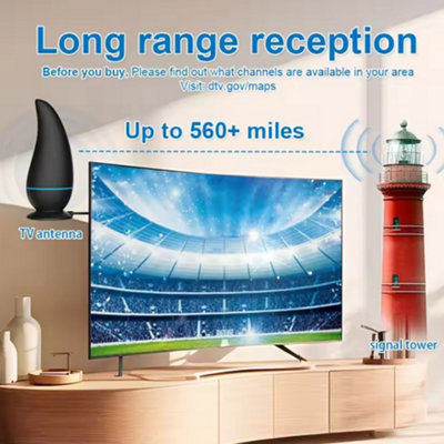 TV Aerial Indoor TV Aerial with 560+ Miles Range Reception TV Antenna