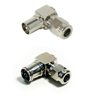 TV Aerial Male & Female Connectors Right Angled 90 Degree Coaxial Plug ...