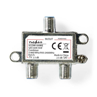 TV Aerial & Satelliite SAT UHF VHF F 2 way Combiner