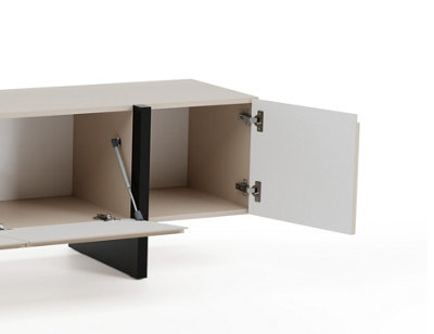 TV Cabinet Beige Black Entertainment Unit 160cm Stand Handleless ...