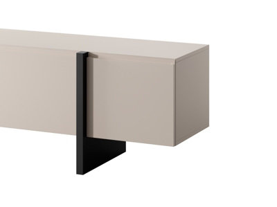 TV Cabinet Beige Black Entertainment Unit 160cm Stand Handleless ...