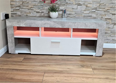 TV Cabinets, LED Unit Stand Matt Body High Gloss Door With RGB Led ...