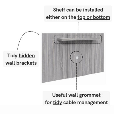 TV display wall panel, extendable or fixed, Lido grey oak effect