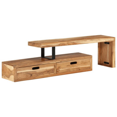 TV Stand Cabinet Solid Wood Acacia TV Unit with Two Drawers