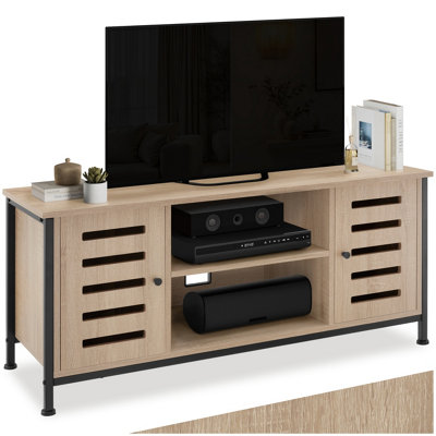 TV Stand Carlow - lowboard with two cabinets, shelves, 2 cable cutouts ...