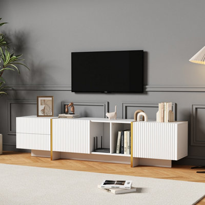 TV Stand for 85 Inch TV, Media Console with Storage Cabinet & Open ...
