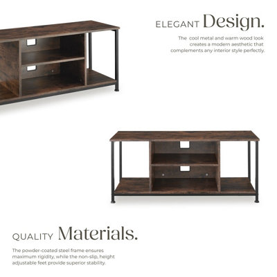 Tv Stand - Lowboard Cabinet With 4 Compartments, Adjustable Shelf 110 ...