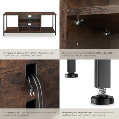 TV Stand - lowboard cabinet with 4 compartments, adjustable shelf 120 ...