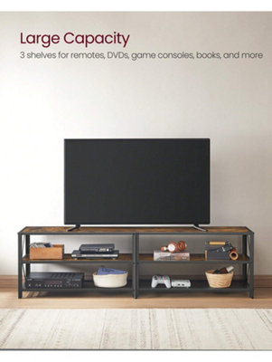 TV Stand, TV Table for TV up to 75 Inches, with Shelves, Steel Frame ...