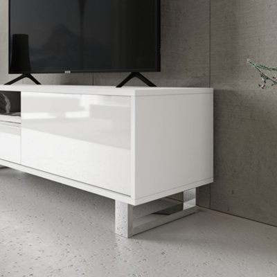 White and chrome tv unit store