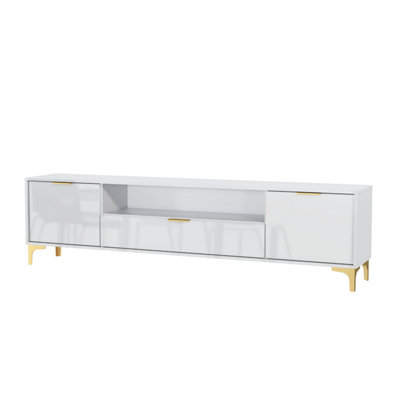 TV Unit 200cm Modern Luxury Stand Cabinet White High Gloss