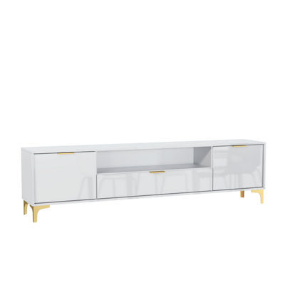 TV Unit 200cm Modern Luxury Stand Cabinet White High Gloss