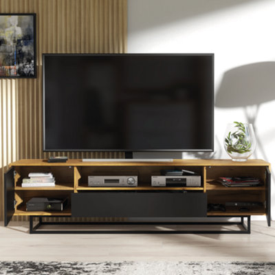 TV Unit 200cm Sideboard Cabinet Cupboard TV Stand Living Room Oak Black