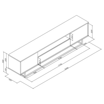 TV Unit 200cm Sideboard Cabinet Cupboard TV Stand Living Room Oak
