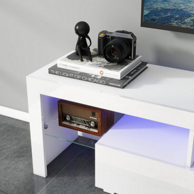 TV Unit for 80 inch TVs, with RGB LED Lights, High Gloss Front ...