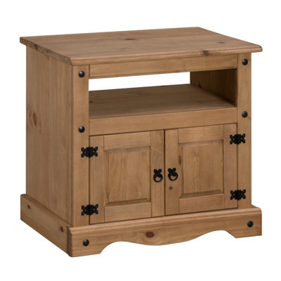 TV Unit Straight Media Cabinet Stand Mexican Pine by