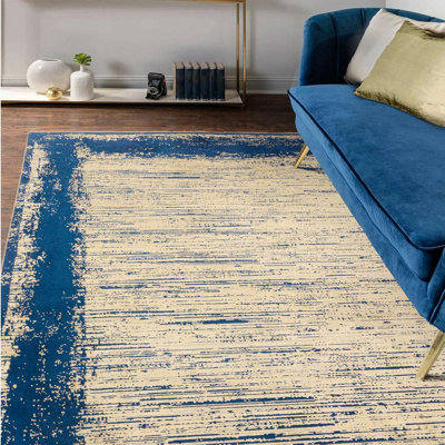 Twilight Gold Abstract Modern Bordered Rug For Living Room and Bedroom ...