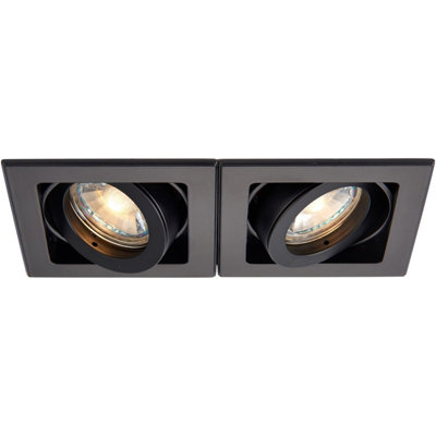 Twin Adjustable Recessed Boxed Downlight - 2 x 50W GU10 Reflector ...