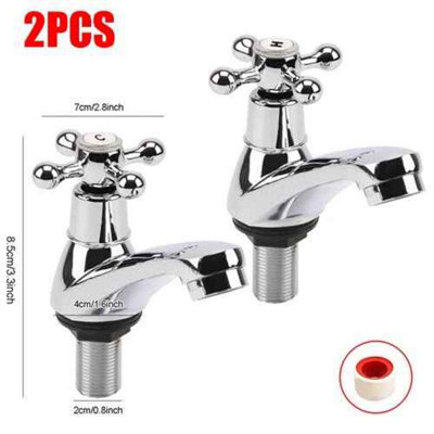 Twin Basin Taps Hot & Cold Pair, Traditional Bathroom Sink Set