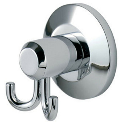 Twin Bathroom Robe Hook on Concealed Fix Rose 57mm Projection Polished ...