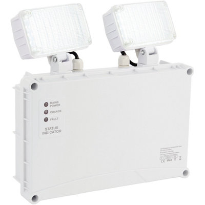 Twin Outdoor IP65 Emergency Spotlight - 2 x 3W Daylight White LED ...
