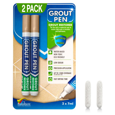 Twin Pack Grout Pen - Designed for restoring tile grout in bathrooms ...