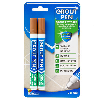 Twin Pack Grout Pen - Designed for restoring tile grout in bathrooms ...