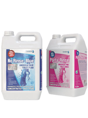 Twin Pack - No-Rinse Blue Chemical Fluid & Pink Toilet Rinse 10L