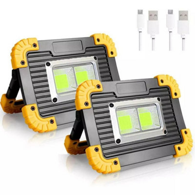 Twin Pack Portable COB LED Work Light & Floodlight - USB Rechargeable ...