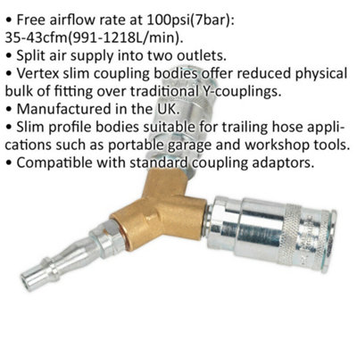 Twin Vertex Slim Y-Adaptor for Air Tools - Efficient Split Air Supply ...