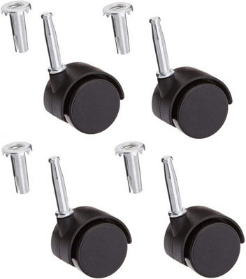 Twin Wheel Castors Casters, Socket Grip Neck Stem Fix, 40mm, Load ...