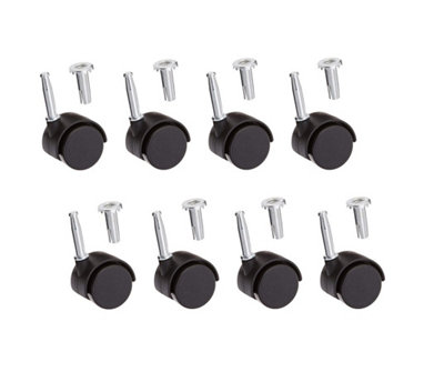 Twin Wheel Castors Casters with Socket Grip Neck Stem Fixings, 40mm ...