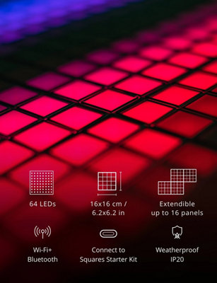 Twinkly Smart Squares Extensions Pack App-controlled LED Panels with 64 ...