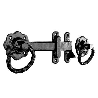 Twisted Ring Gate Latch Circle Black Antique 200mm Garden Cottage | DIY ...