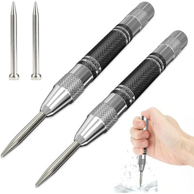Two Automatic Center Punches with Replacement Tips for Wood Wall Metal
