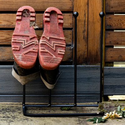 Two Pair Wellington Boot Rack Matte Black Welly Boot Storage Rack ...