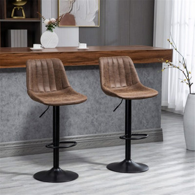 Two-piece bar stool set, steel and wood structure with adjustable ...