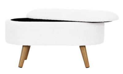 Two Seat Boucle Teddy Storage Box Upholstered Pouffe Storage Bench ...