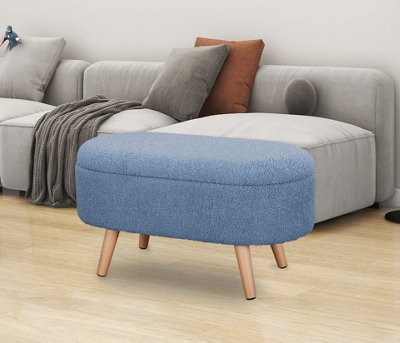 Two seat Boucle Teddy Storage Box Upholstered Pouffe Storage Bench ...