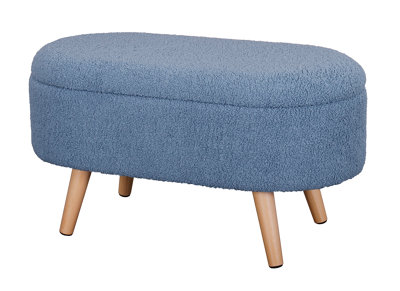 Two seat Boucle Teddy Storage Box Upholstered Pouffe Storage Bench ...