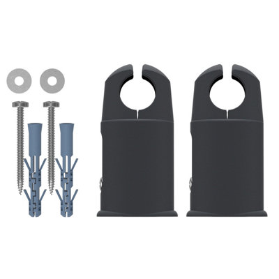 Two Single Anthracite 19mm Clamp Brackets for Towel Rail Radiators Flat ...
