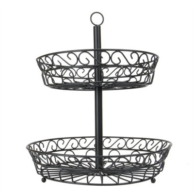 Two Tier Black Steel Fruit Bowl - M&W
