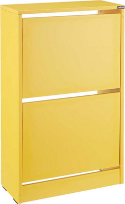 Two Tier Shoe Storage Cabinet Yellow Finish