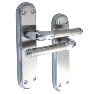 Two Tone Lever Latch Door Handle Chrome and Satin