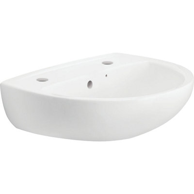 Twyford Option 550mm 1 Taphole Handrinse Basin with Chainstay Hole ...