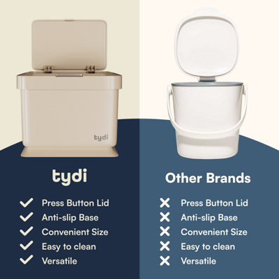 Tydi 4.5L Kitchen Compost Bin - Food Waste Caddy with Lid - Taupe ...