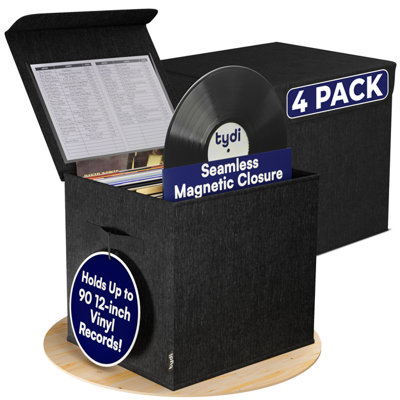 Tydi Vinyl Record Storage Box 4 Pack - Holds 270 12 Inch Records ...