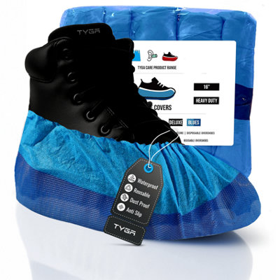 TYGA Heavy Duty Overshoes, Reusable, Long-Lasting CPE/PP (Blue) (Pack ...