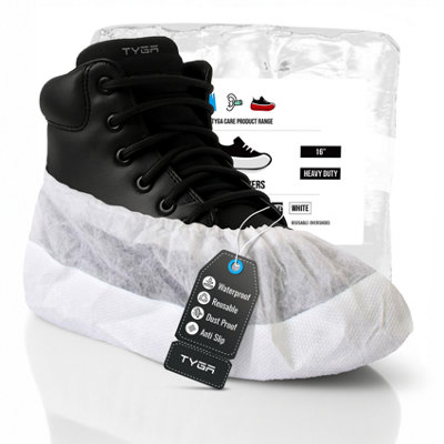 TYGA Heavy Duty Overshoes, Reusable, Long-Lasting CPE/PP (White) (Pack ...